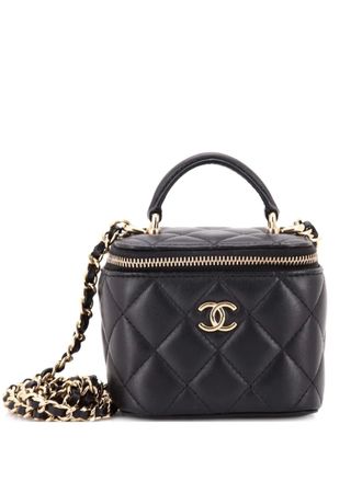 Chanel Mini Classic Top Handle Kosmetiktasche mit Kettensteppung - Schwarz