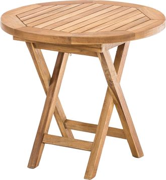 Clp Beistelltisch klappbar Moon, Gartentisch aus Teakholz, rund und wetterfest, klappbar, platzsparend f&uuml;r Balkon, Garten & Wohnbereich, Farbe:braun