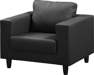 KIYDOO home24 Sessel Bexwell I Schwarz/Schwarz Kunstleder Madara 90 x 78 x 75cm