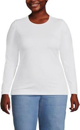 Lands End Shirt aus Baumwolle/Modal-Mix mit Rundausschnitt, Damen, Größe:56-58 plus, Weiß, Elasthan/Baumwolle Modal, by Lands End