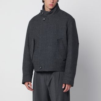 Ami Wattierte Harrington-Jacke in Carbon Grey aus Wolle