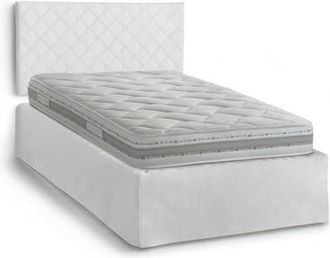 Talamo Italia Doppelbett Cleide, Kopfteilset aus Kunstleder mit orthop&auml;dischem Untergestell und Volant, 100 % Made in Italy, inklusive Matratze, 120 x 190 cm, Wei&szlig;