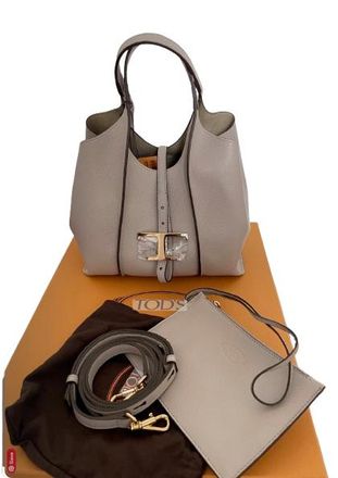 Tod's Grey Mini T Timeless Shopping Bag
