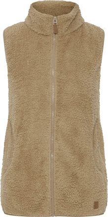 Oxmo OXTheri Damen Weste Fleece Outdoor Weste mit Stehkragen Eingrifftaschen Reißverschluss Regular fit, Größe:XL, Farbe:Sand (171022)