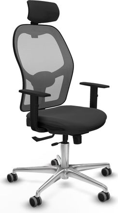 Piqueras y Crespo Ergonomischer Drehstuhl mit 1D-Armen, h&ouml;henverstellbare Lendenwirbelst&uuml;tze und h&ouml;henverstellbares Kopfteil, Grau/Dunkelgrau