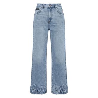Philipp Plein Jeans Straight Cut Roses - - Jeans - Damen - Blau - W31
