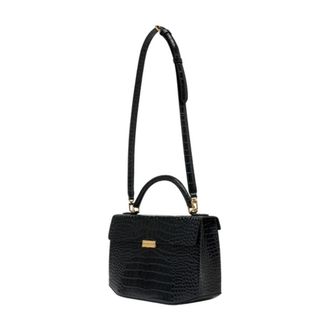 Toteme Womens Crocodile-Embossed Calfskin Top Handle Bag Black