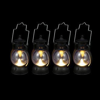 BESPORTBLE 4 St&uuml;ck Retro LED Petroleumlampe Handlaterne Schwarz mit Warmem Licht Realistische Sch&uuml;ttelkerze Dekorative Vintage Innenlaterne f&uuml;r Party und Wohnrau