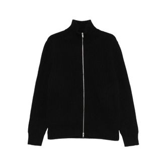 Maison Margiela Gerippter High-Neck Cardigan mit Rei&szlig;verschluss - - Knitwear - Herren - Schwarzk - 2XL