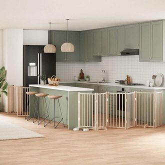 vidaXL vidaXL 12-tlg. Hundetor mit T&uuml;r Faltbar 600 cm Pappelholz