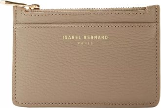 Isabel Bernard Portemonnaie - Honoré Aveline Taupe Calfskin Leather Card Holder - Gr. unisize - in Taupe - für Damen