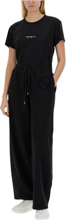 Stella McCartney Femme, Tops, Noir, Taille: 40 FR T-shirt avec logo brod&eacute;