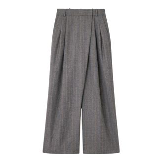 Ganni Stripe Cross-over Hosen - - Trousers - Damen - Grau - L