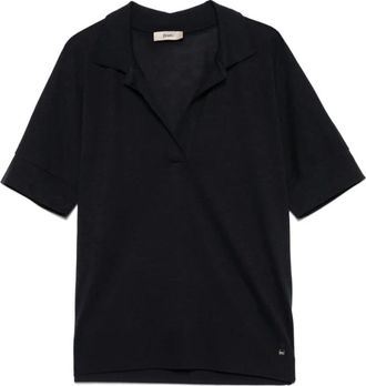 Herno Femme, Tops, Bleu, Taille: 40 FR T-shirt en maille bleu marine &agrave; col en V