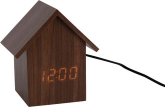 Karlsson Wecker House LED - Braun - 7.3x9.7x10.8cm - Andere - MDF - Wecker f&uuml;r Schlafzimmer - Weihnachtsdekoration - Geschenk f&uuml;r sie