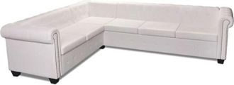 vidaXL Vidaxl - Chesterfield-Ecksofa 6-Sitzer Kunstleder Weiß