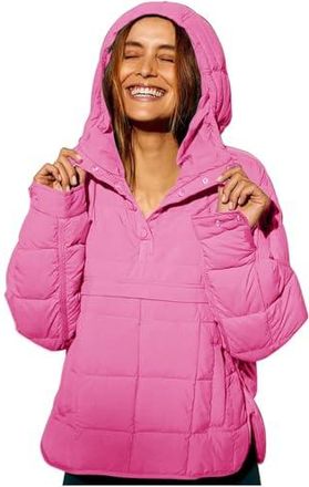 Generic Gloryboom Gloryboom Veste bouffante surdimensionn&eacute;e &agrave; capuche pour femme pour lautomne et lhiver, rose, 3XL