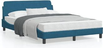 Les Tendances Cadre de lit avec tête de lit bleu 140x190 velours