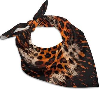 Generic Écharpe carrée en soie légère avec imprimé tigre léopard pour cheveux respirant Cadeau pour homme et femme, multicolore, 46x46cm