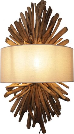 Guru Shop Wandlampe/Wandleuchte/Wandleuchte, in Bali Handgefertigt aus Naturmaterial, Treibholz, Baumwolle - Modell Marika, 75x40x20 cm