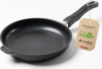 Squality Premium Bratpfanne PFAS frei 24 cm - Antihaft Pfanne beschichtet aus D&auml;nemark | Ofenfest bis 260 &deg;C, induktionsgeeignet, ergonomisch, f&uuml;r gesundes Koc