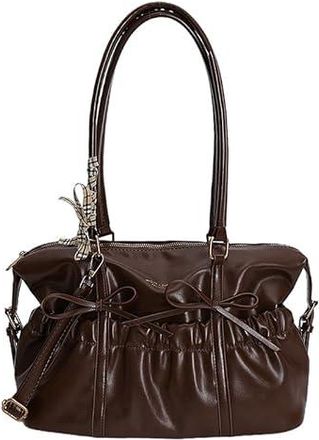 Generic Sac &agrave; bandouli&egrave;re pliss&eacute; en cuir synth&eacute;tique tendance avec sac &agrave; main sous les bras pour femme, travail, shopping, voyage, quotidien, marron, 330.00 x
