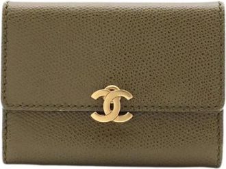 Chanel Porte-cartes pr&eacute;-poss&eacute;d&eacute; pliant - Femme - Pre-owned - Vert - Taille: ONE Size