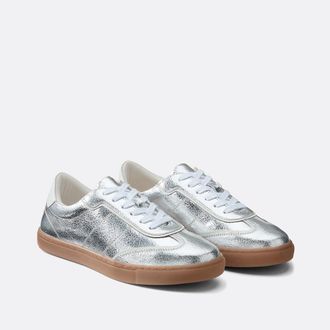 La Redoute Collections Baskets Retro En Cuir M&eacute;tallis&eacute;