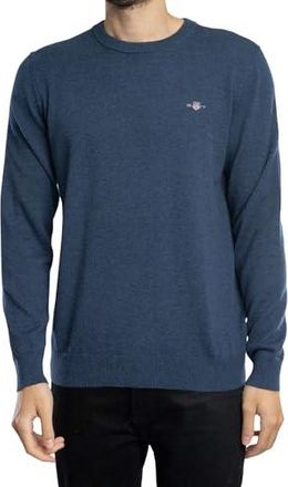 GANT Col en C en Coton Classique Sweater, Mélange de Jeans Bleu foncé, XL Homme