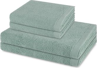 M&ouml;ve Bliss 4-teiliges Handtuch-Set - 2X Handtuch & 2X Duschtuch - Extra weich, hautfreundlich mit Perlstruktur & Massageeffekt - Kordelaufh&auml;nger, 100% Baum