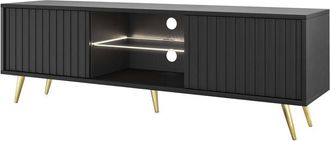 Selsey Selsey Bello - TV-Schrank mit Lamellenfronten - 135 cm - Schwarz mit goldenen Beinen