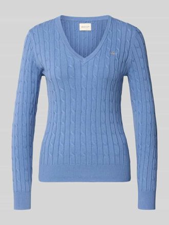 GANT Strickpullover mit Zopfmuster und Label-Stitching