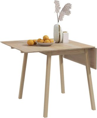 HOMCOM Table &agrave; manger pliante un abattant - 3,4 personnes - bois de pin naturel
