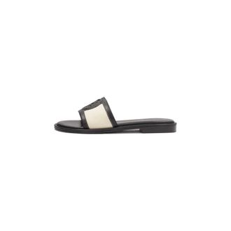 Kazar Schwarze Leder-Zehentrenner mit hellen Eins&auml;tzen - - Shoes - Damen - Schwarzk - 40 EU