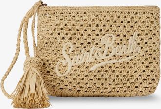 MC2 Saint Barth Woven raffia clutch bag with embroidered logo - MC2 SAINT BARTH - gender_Woman