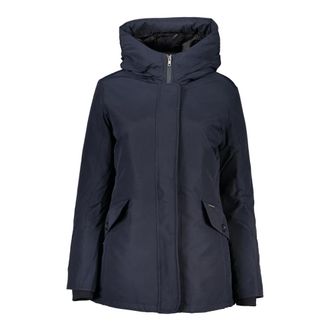 Woolrich Femme, Vestes, Bleu, Taille: 40 FR Veste Bleue &agrave; Capuche avec Logo