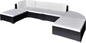 vidaXL Vidaxl - Salon de jardin 6 pcs avec coussins r&eacute;sine tress&eacute;e noir