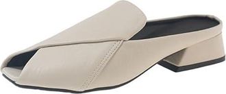 Generic Mules carr&eacute;es &agrave; bout ouvert pour femme - Sandales &agrave; talons bas - Confortables, l&eacute;g&egrave;res et d&eacute;contract&eacute;es, beige, 38.5 EU