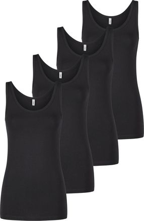 Only Tank Top Damen Baumwolle Stretch Slim Fit Onllive LUV 4er Pack Set Basic Shirt Rundhals Trägershirt Ärmellos Oberteile Einfarbig, Größe:S, Farbe:Pack 