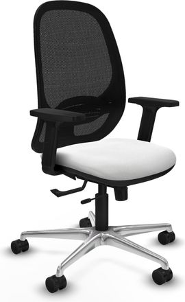Piqueras y Crespo Wei&szlig;er Schreibtischstuhl mit 2D-Armen, h&ouml;henverstellbare Lendenwirbelst&uuml;tze, ausgestattet mit Syncro/Traslack und Schneideschaum, Schwarz/Wei&szlig;