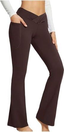 Generic Legging &eacute;vas&eacute; d&eacute;contract&eacute; pour femme - Pantalon de yoga extensible - Taille haute - Pantalon dentra&icirc;nement - Pantalon de sport - Legging gainant, marr