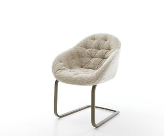 DELIFE Freischwinger Gaio-Flex Webstoff Soft Beige Freischwinger flach Effektfinish Titan, Esszimmerst&uuml;hle
