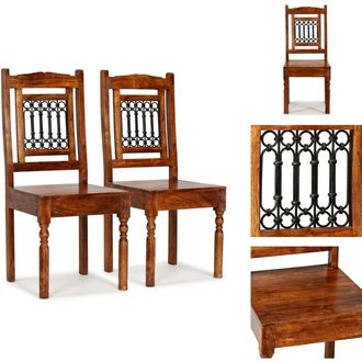 vidaXL Esszimmerst&uuml;hle 2 Stk. Massivholz mit Honigfarbenem Finish - Esszimmerst&uuml;hle - Holzst&uuml;hle - Akazienholzm&ouml;bel - St&uuml;hle Braun - Wohnzimmer Dekoration