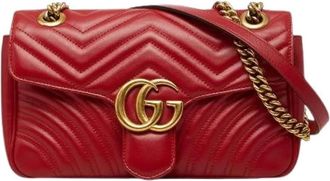 Gucci Pre-owned Sac bandouli&egrave;re en cuir GG Marmont - Femme - Pre-owned - Rouge - Taille: ONE Size