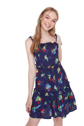 Trendyol Damen Mini-skaterkleid Kleid, Marineblau, 38 EU