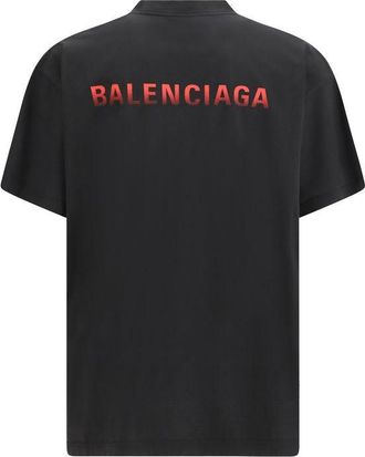 Balenciaga Logo-Embroidered Cotton T-Shirt - Black