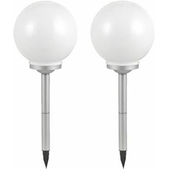 ETC Shop Lampes solaires pour lext&eacute;rieur, boules, boules de jardin, set dext&eacute;rieur, lampes de jardin solaires, boules solaires, avec piquet de sol en blanc