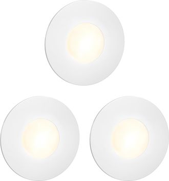 LEDs Com 3 Stück LED Treppenlicht/Wandeinbauleuchte FEX für innen und außen, rund, 85mm Ø, warmweiß