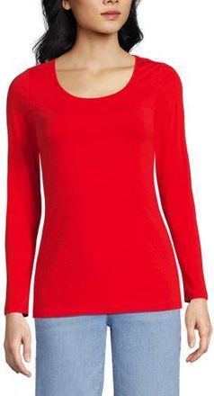 Lands End Baumwolle/Modal-Shirt mit Ballett-Ausschnitt, Damen, Größe:36-38 regular, Rot, Baumwolle Modal, by Lands End