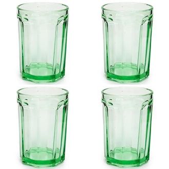 Serax Set de 4 Verres &agrave; Boisson Serax | Verrerie Fish & Fish par Paola Navone | Verres &agrave; Eau 40 cl Vert Clair | Essentiels pour la Maison, Set de Cuisine